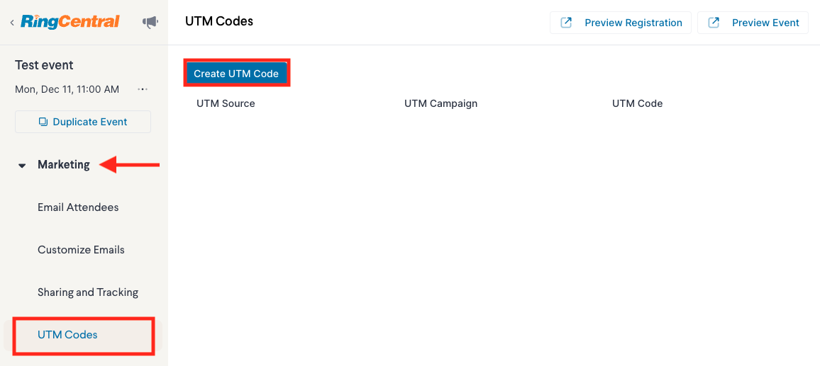 Creating UTM codes – RingCentral Events